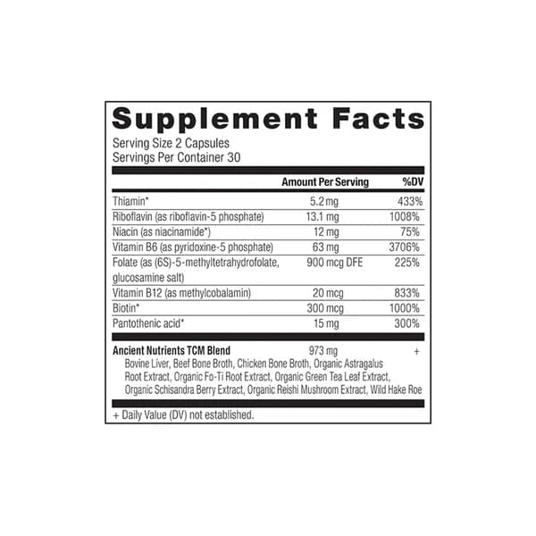Ancient Nutrients Vitamin B Complex - Organic Whole Food B Vitamins