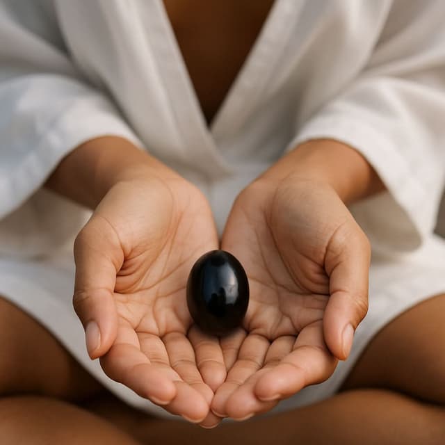 Black Obsidian Yoni Egg - Medium