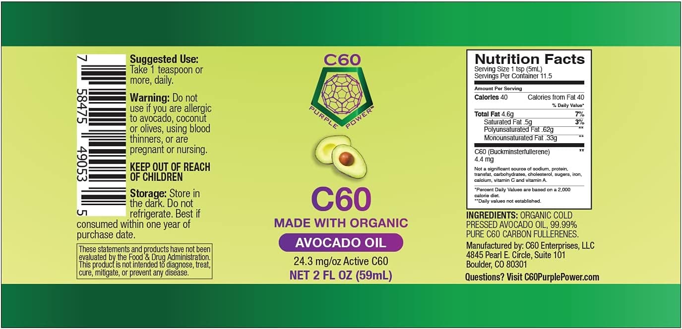 C60 Power - C60 in Organic Avocado Oil - Natural Wellness Support for ...