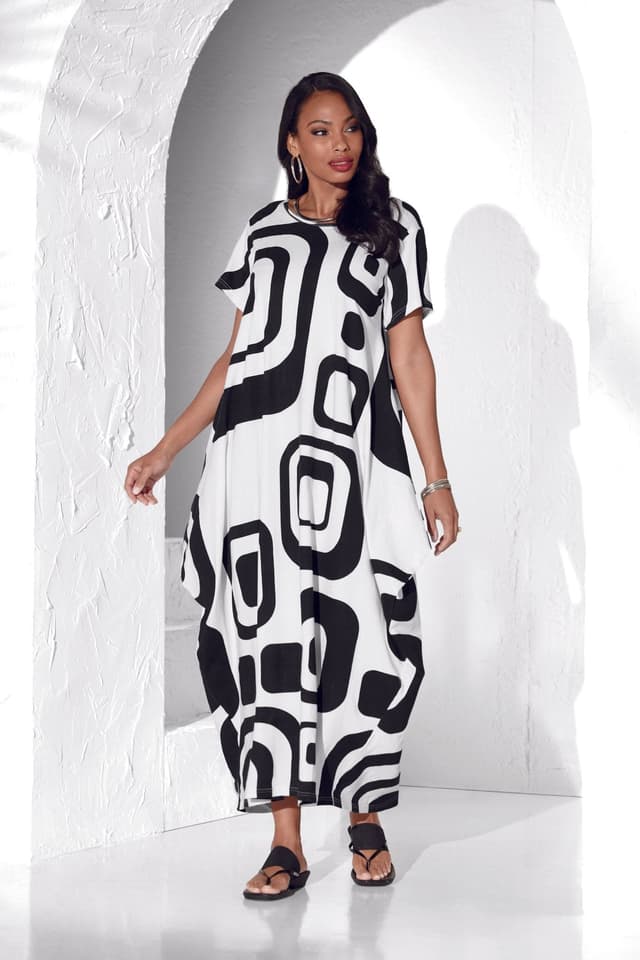 FLAIR FOR GRAPHICS DRESS - YELLOW/BLUE / L