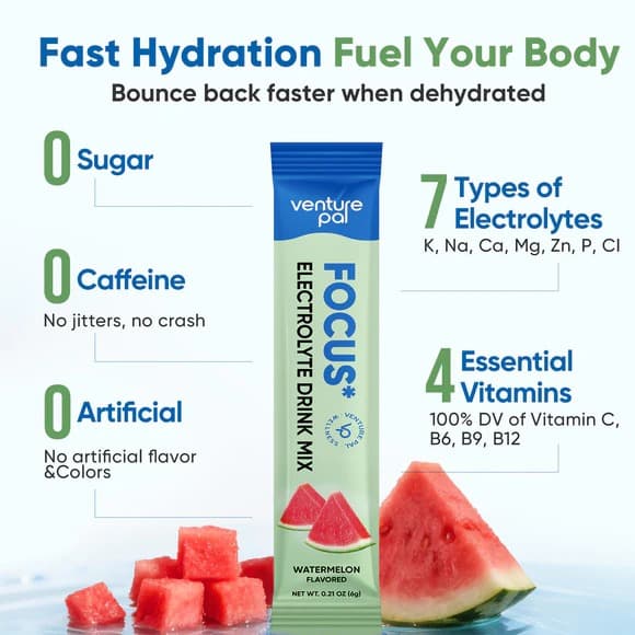 Focus Electrolyte Drink Mix - Watermelon - Hydration Powder with ...