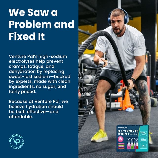 High Sodium Sugar-Free Electrolyte Powder Packets - 16 Sticks with 1000 ...