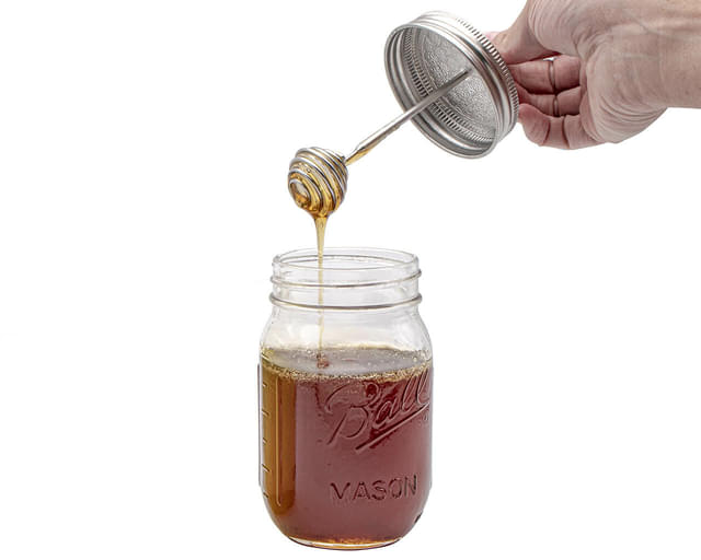 Honey Dipper Stainless Steel Lid for Mason Jars - Wide Mouth