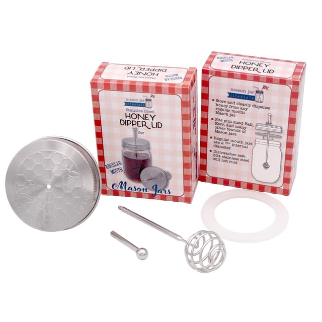 Honey Dipper Stainless Steel Lid for Mason Jars - Wide Mouth
