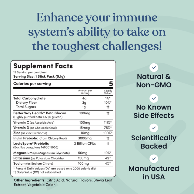 Immune Ready® Drink Mix - Cherry Limeade Flavor with Pure BWH-85™ Beta ...