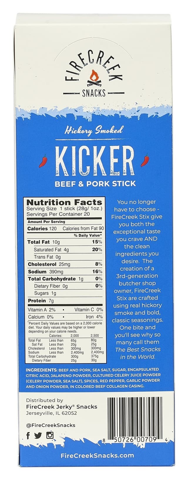 Kicker - Spicy Meat Sticks - Hickory-Smoked Beef & Pork, High-Protein ...