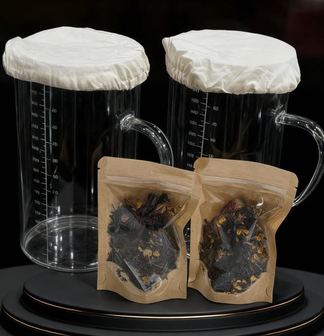 Kombucha Brewing Glass Beaker Set - Dual Glass Fermentation Beakers ...