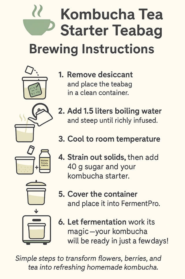 Kombucha Tea Bag - 10 Pack (20 g Each) for Brewing 1.7 L Kombucha at Home