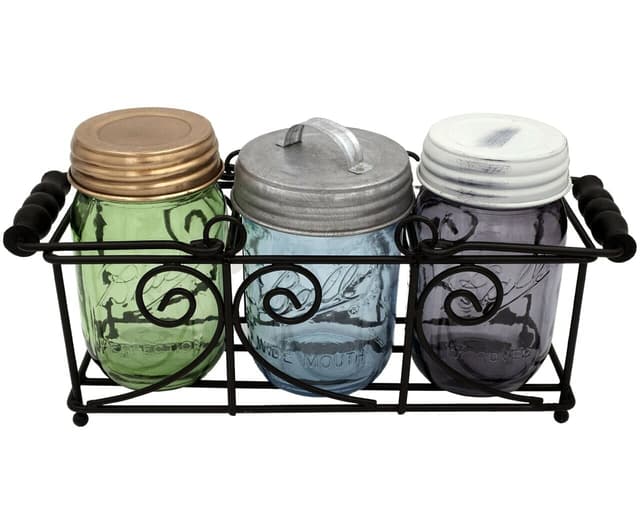 Swirl Black Metal Caddy for 2 Pint Mason Jars - Two Pint Jars
