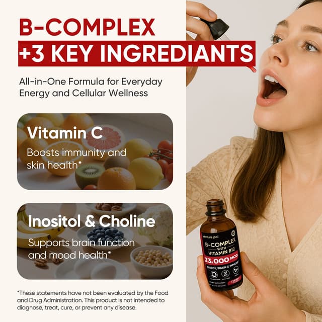 Vitamin B Complex Liquid Drops – Cherry 200 mcg Sublingual B-Vitamin ...