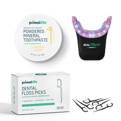 Teeth Whitening Power Pack - Dental Floss Picks, 1oz Toothpowder, V4 Real White Teeth Whitening ...