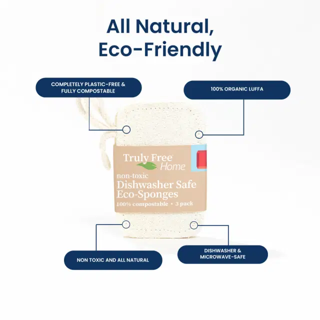 Truly Free Non-Toxic Natural Cleaning Sponges - 100% Organic Luffa Dish ...